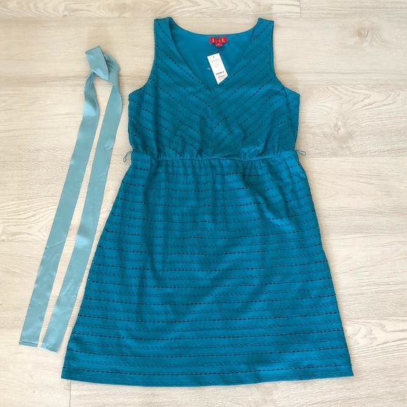Elle | Dresses | Nwt Elle Vneck Turquoise Eyelet Dress With Belt | Poshmark